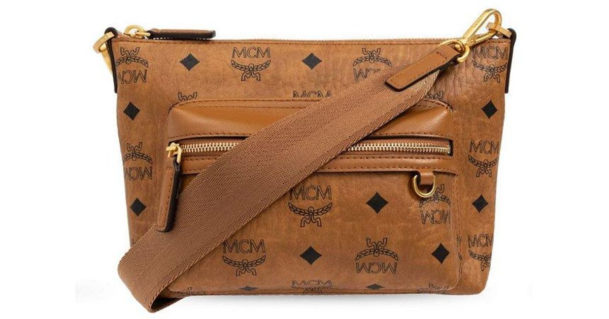 MCM Allover Logo Printed Shoulder Bag in Brown for Men | Lyst