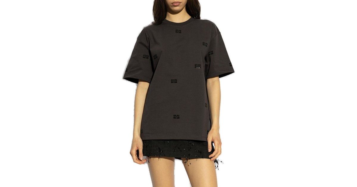 Ganni Embellished Logo Detail Top in Black | Lyst