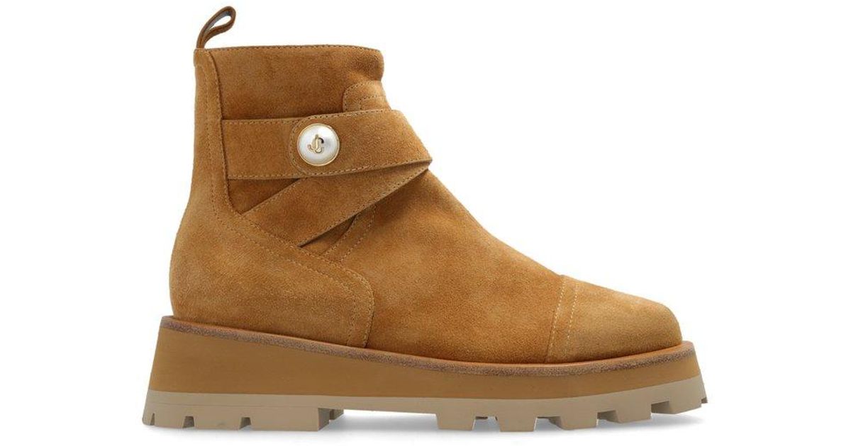 Jimmy Choo Meena Zipped Ankle Boots in Brown | Lyst