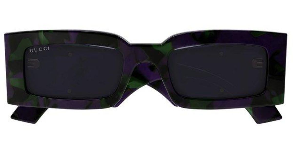 Gucci Rectangular Frame Sunglasses in Black | Lyst