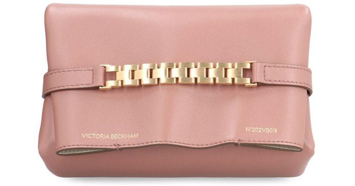 Victoria Beckham Logo-Printed Foldover Top Crossbody Bag in Pink | Lyst