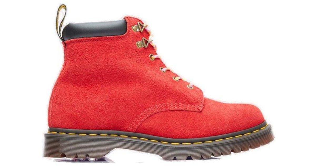 Dr. Martens 939 Ben Padded Collar Lace Up Boots in Red | Lyst