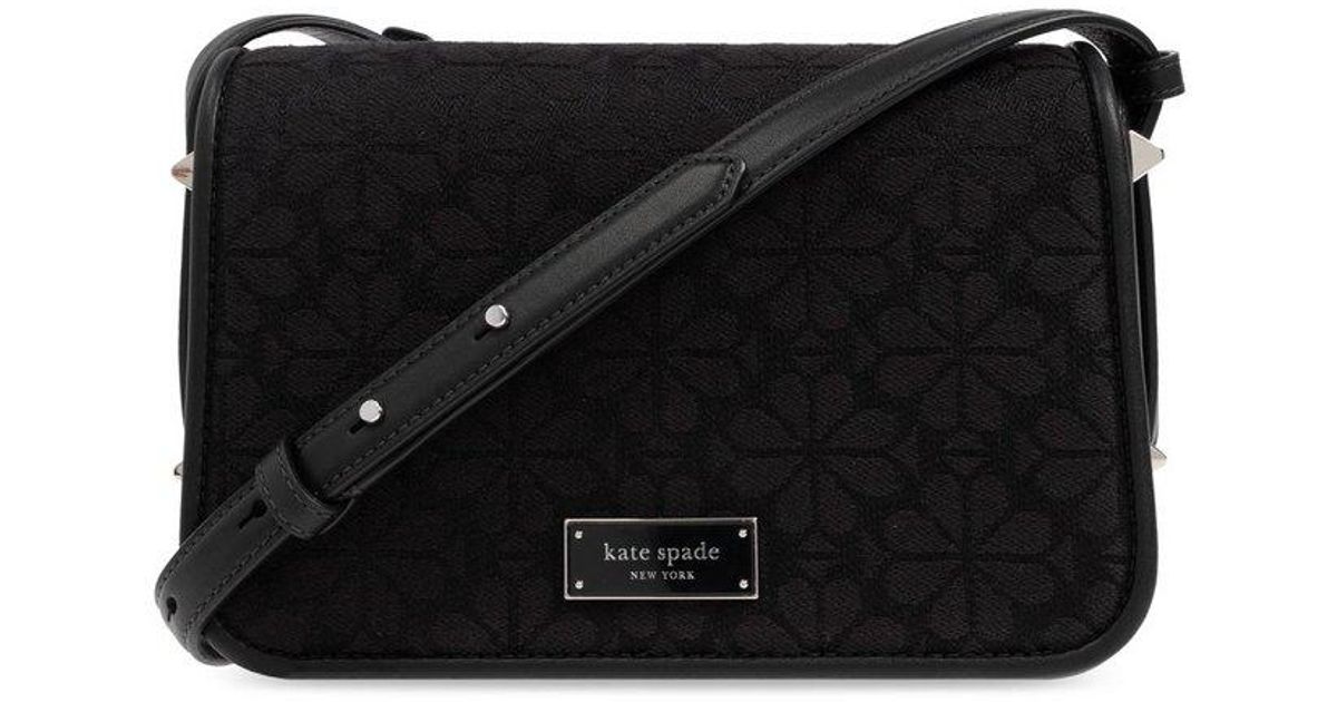 Kate Spade Logo Plaque Floral-Jacquard Crossbody Bag in Black | Lyst