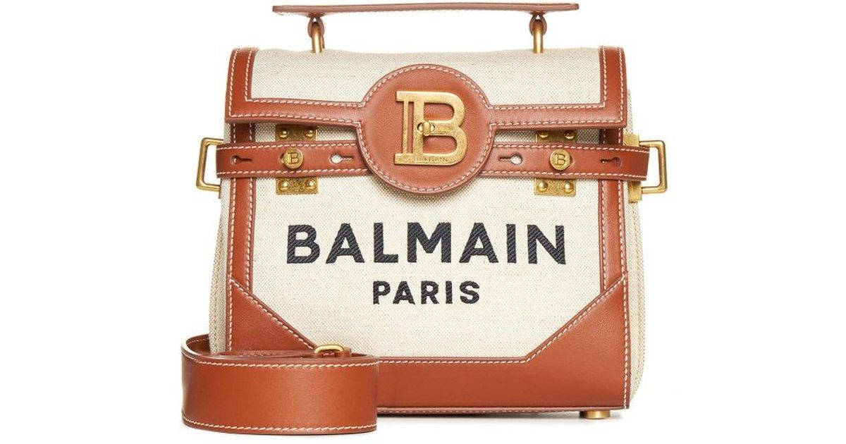Balmain Neutral B-buzz 23 Top Handle Bag - Women's - Linen/flax/cotton ...