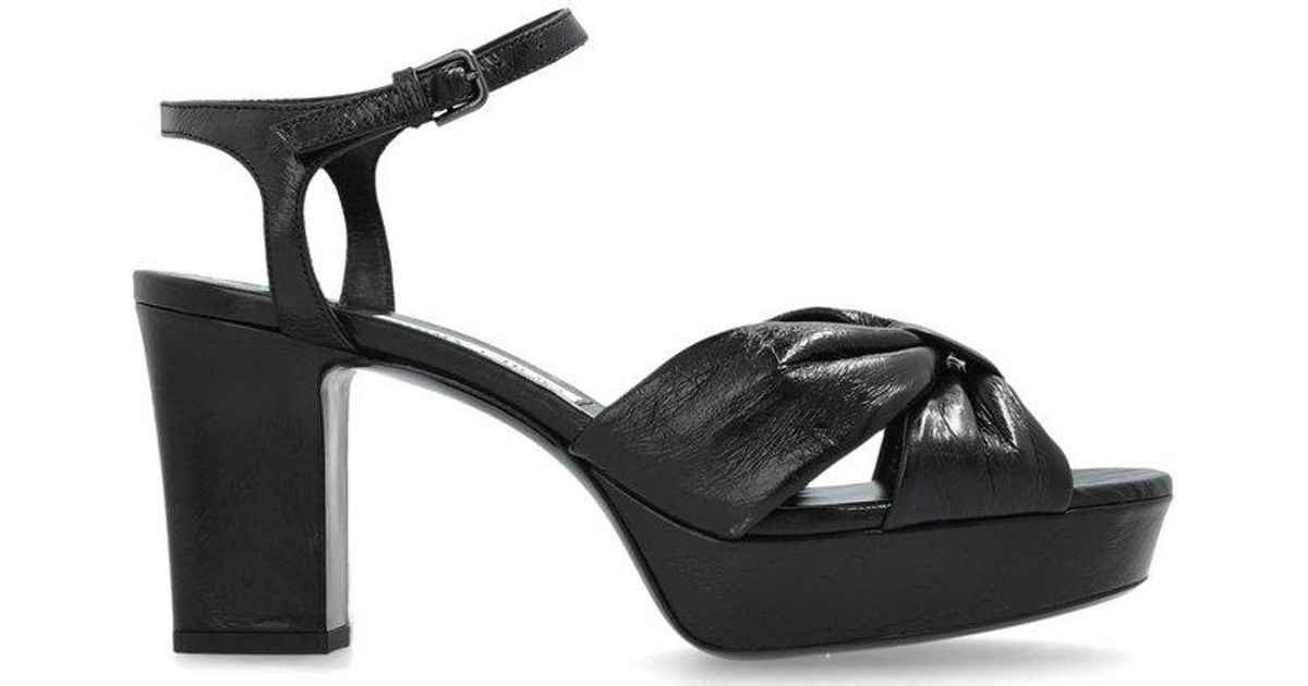 Jimmy Choo Heloise 80 Round Toe Heeled Sandals in Black | Lyst
