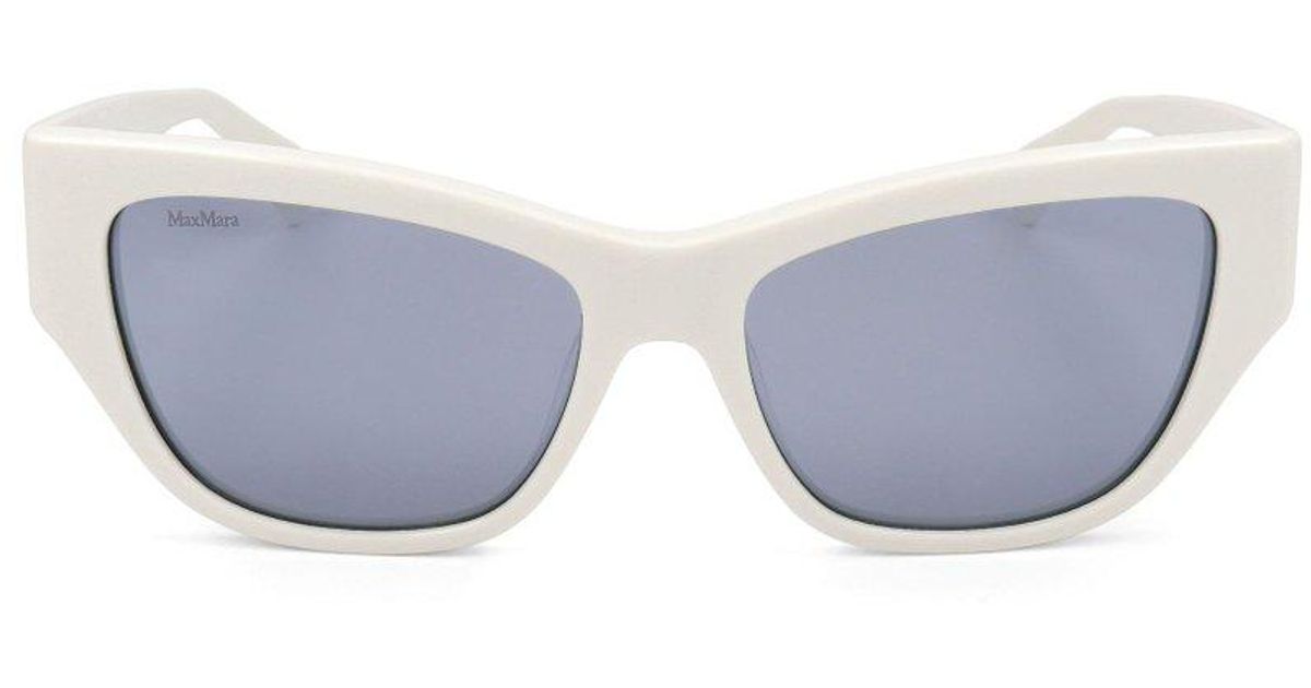 Max Mara Rectangle Frame Sunglasses in White | Lyst