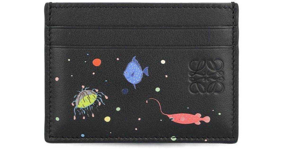 Loewe X Suna Fujita Deep Sea Logo Embossed Card Holder in Black for Men ...