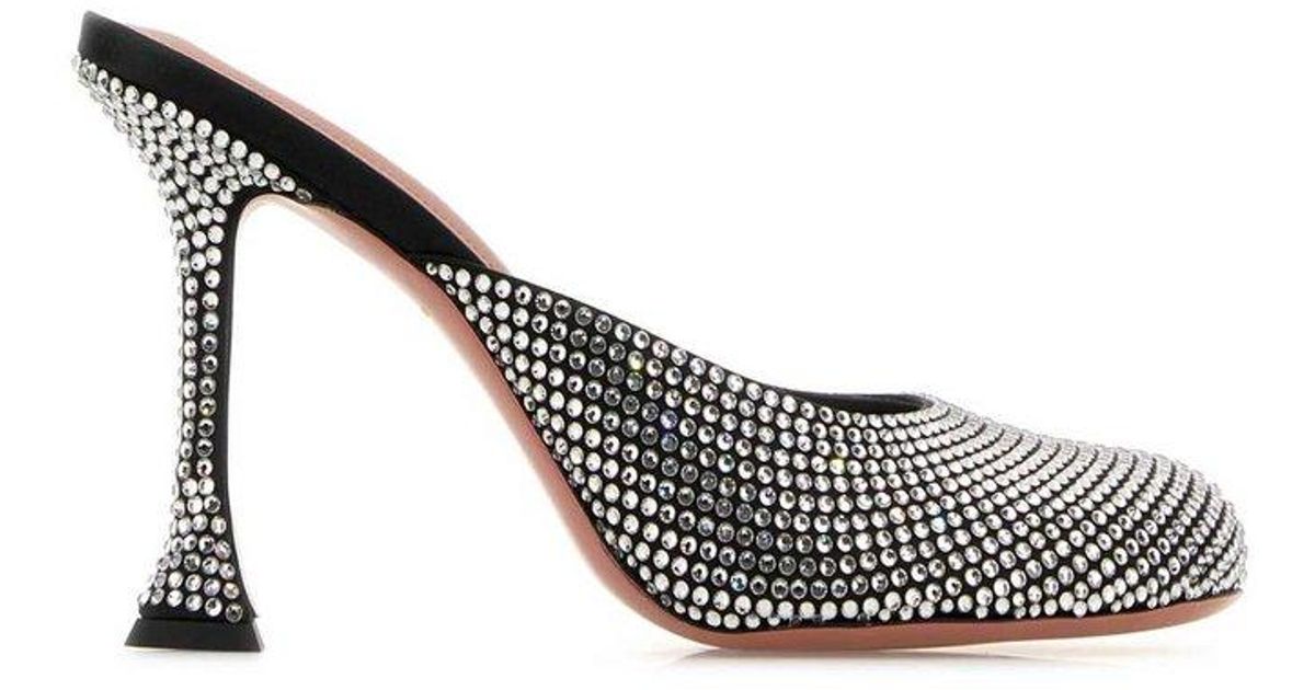 AMINA MUADDI Iris Embellished Satin Pumps in Metallic | Lyst