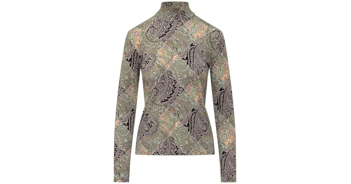 Etro Top With Paisley Pattern in Gray | Lyst