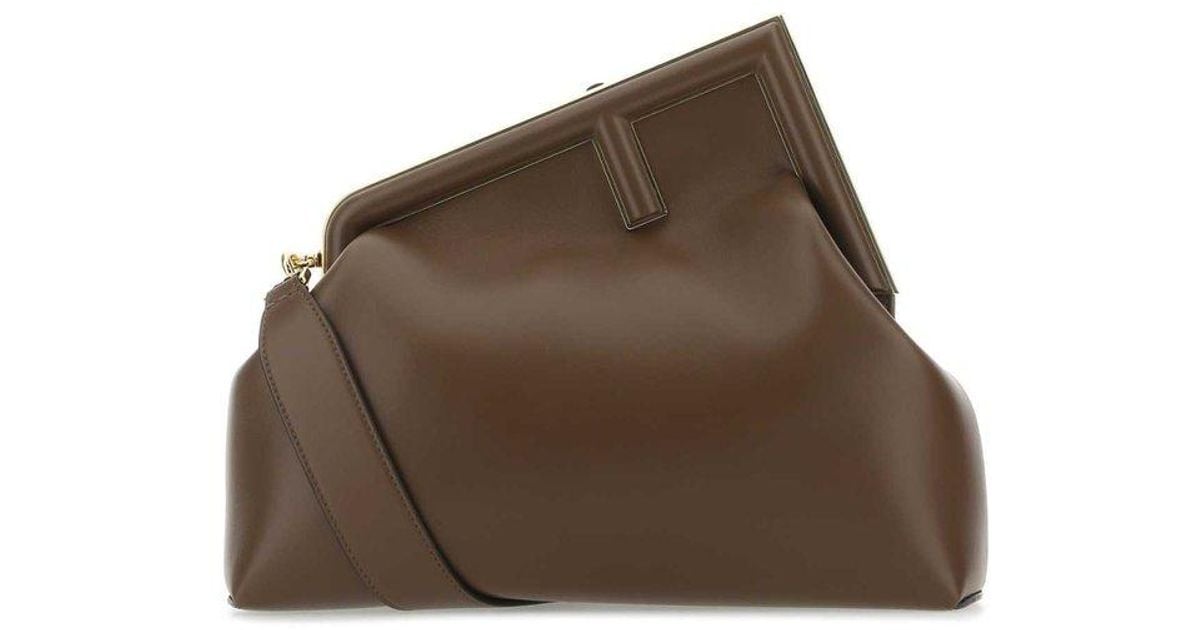 Fendi First Medium Leather Shoulder Bag in Brown | Lyst