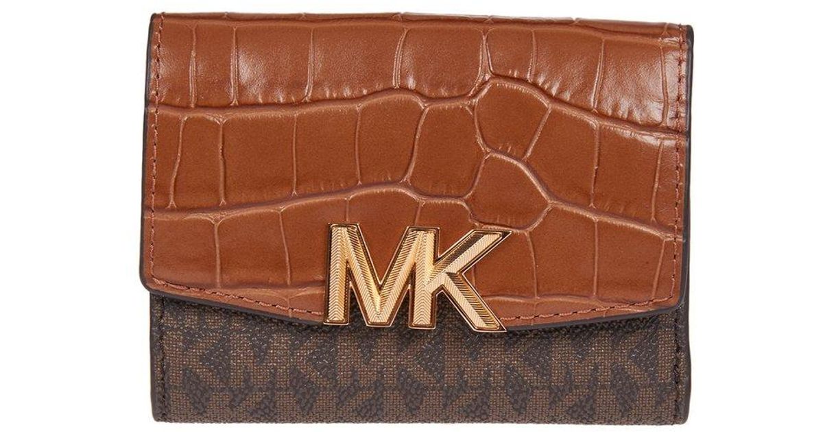 MICHAEL Michael Kors Embossed Logo Plaque Card Holder in Brown | Lyst UK