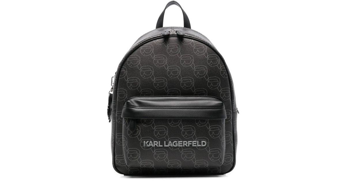 Karl Lagerfeld Ikon Monogram Backpack in Black | Lyst