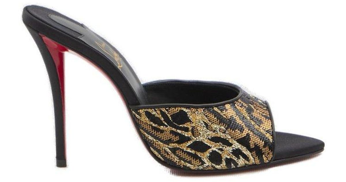 Christian Louboutin Miss Z Mule Ocelot Slip-On Mules in Metallic | Lyst