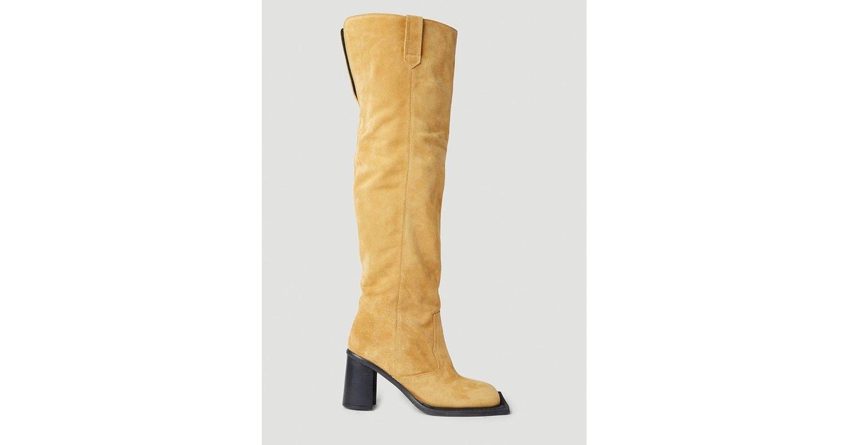 Ninamounah Howling Suede Knee-High Boots in Yellow | Lyst