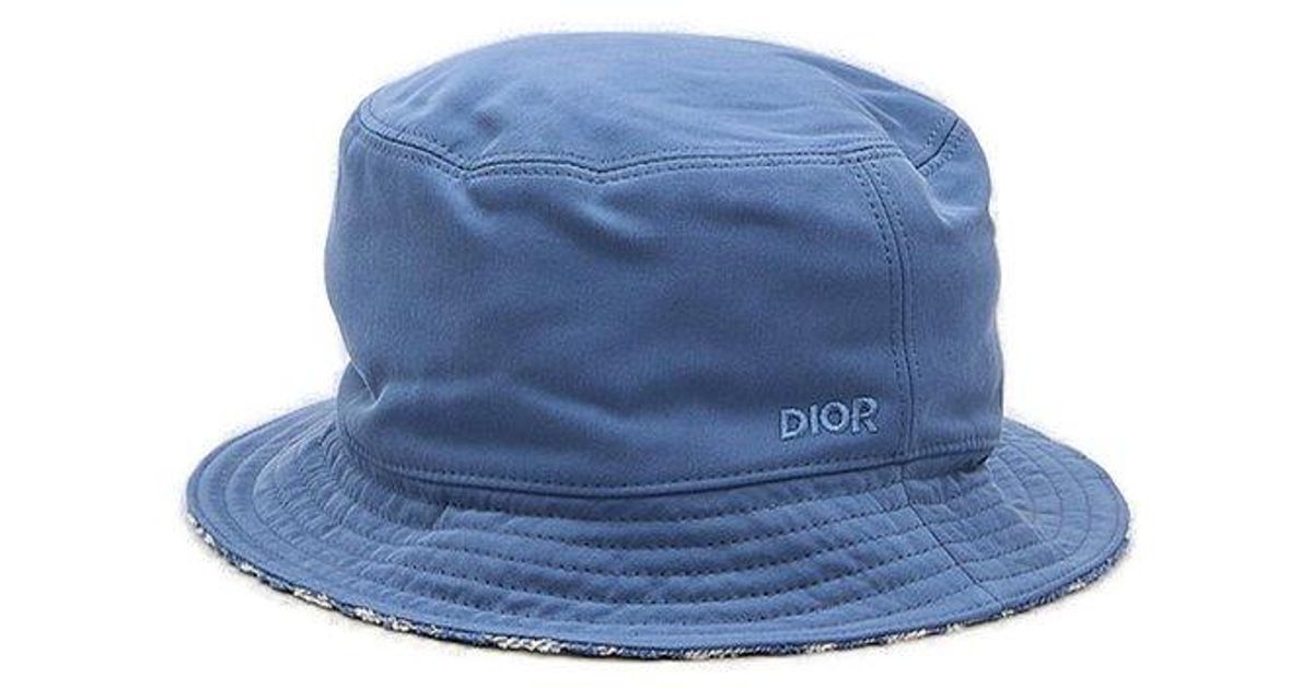 Dior Logo Embroidered Reversible Bucket Hat in Blue for Men | Lyst