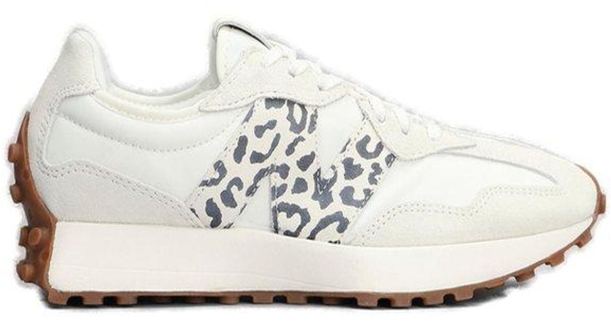 New Balance 327 Leopard Printed Sneakers in White | Lyst UK