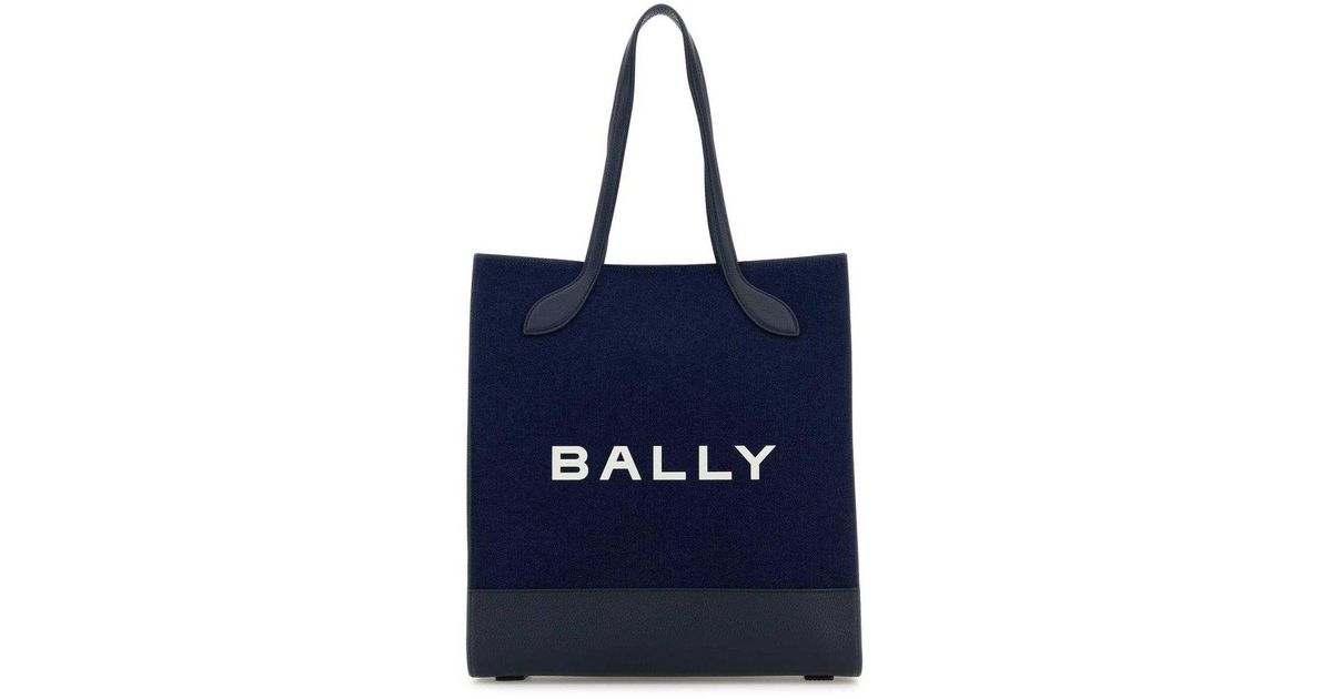 Bally Logo Printed Tote Bag in Blue | Lyst
