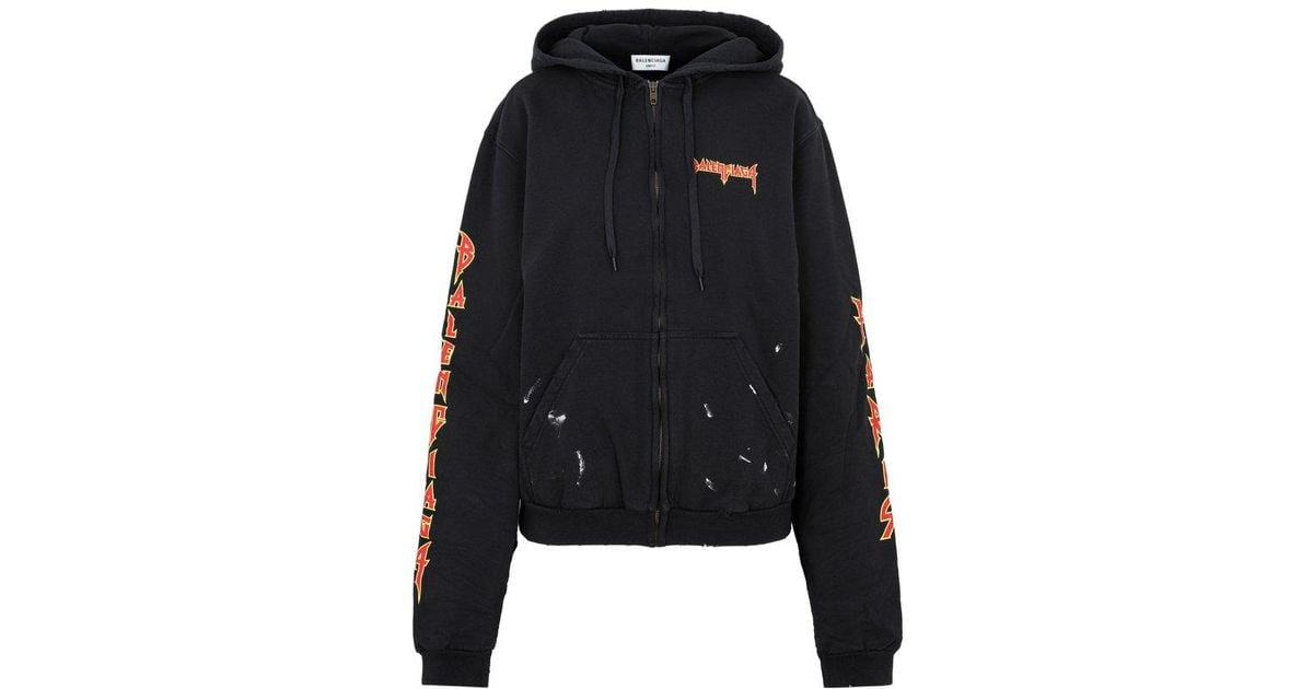 Balenciaga Metal Worn-out Zip-up Hoodie in Black | Lyst Balenciaga Metal Worn-out Zip-up Hoodie in Black | Lyst