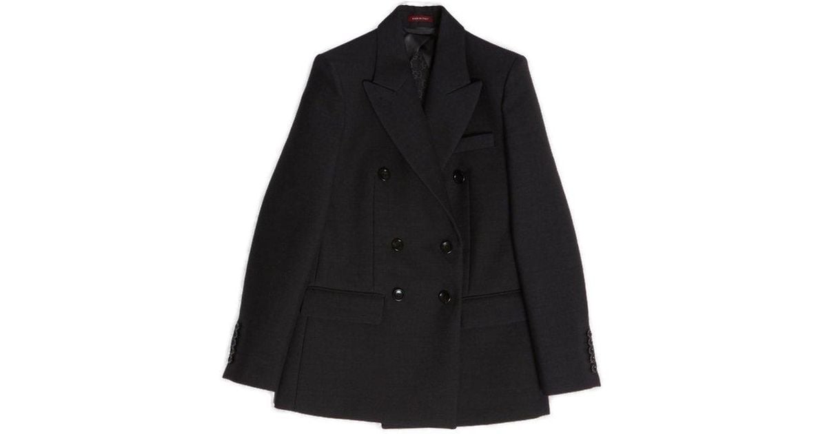 Gucci Double-breasted Straight Hem Jacket in Black | Lyst UK