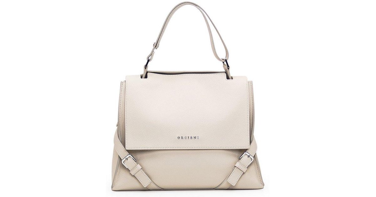 Orciani Sveva Logo Lettering Shoulder Bag in Natural | Lyst