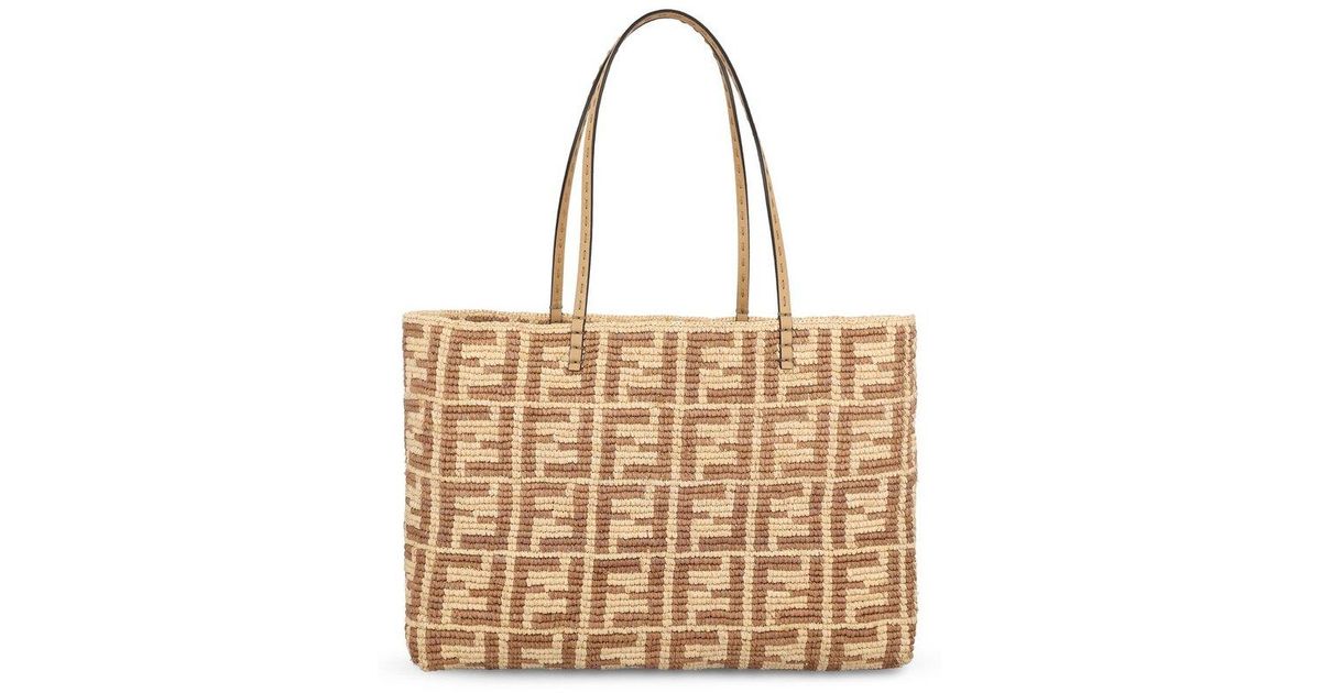 Fendi Large Roll Ff Crochet Tote Bag in Metallic | Lyst