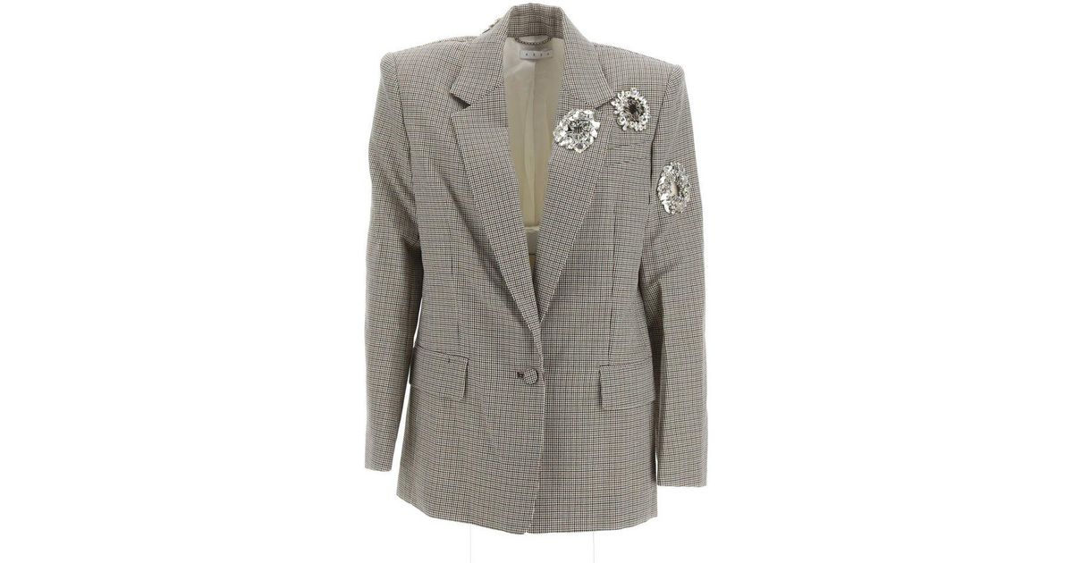 Area Check Printed Embellished Blazer in Gray | Lyst