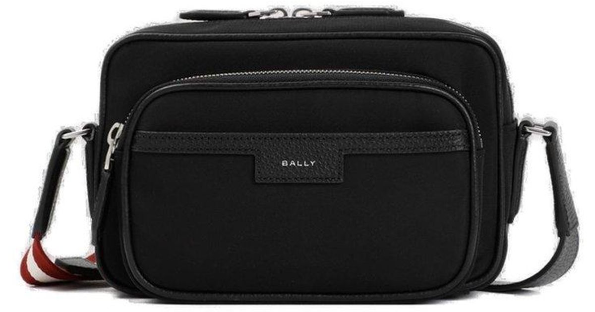 Bally Logo Printed Zip-Up Messenger Bag in Black for Men | Lyst