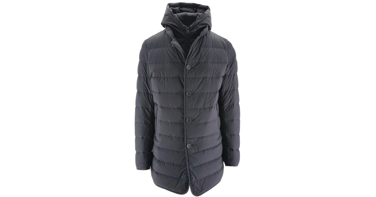 DUNO Long Quilted Down Jacket in Black for Men | Lyst