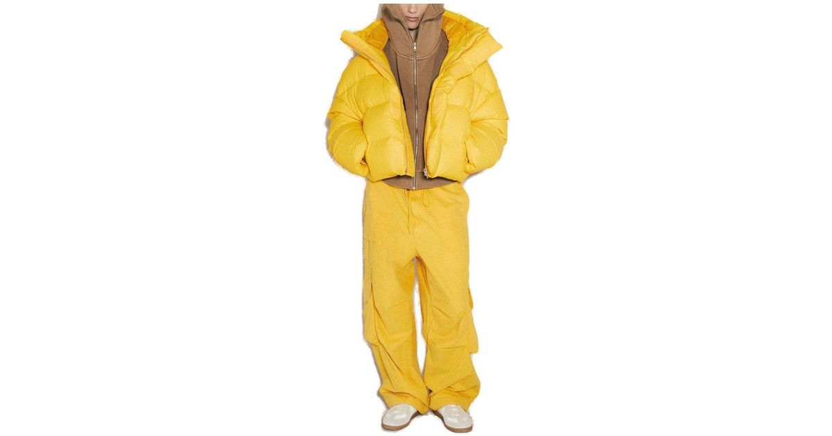 Entire studios Mml Hooded Quilted Puffer Jacket in Yellow for Men | Lyst
