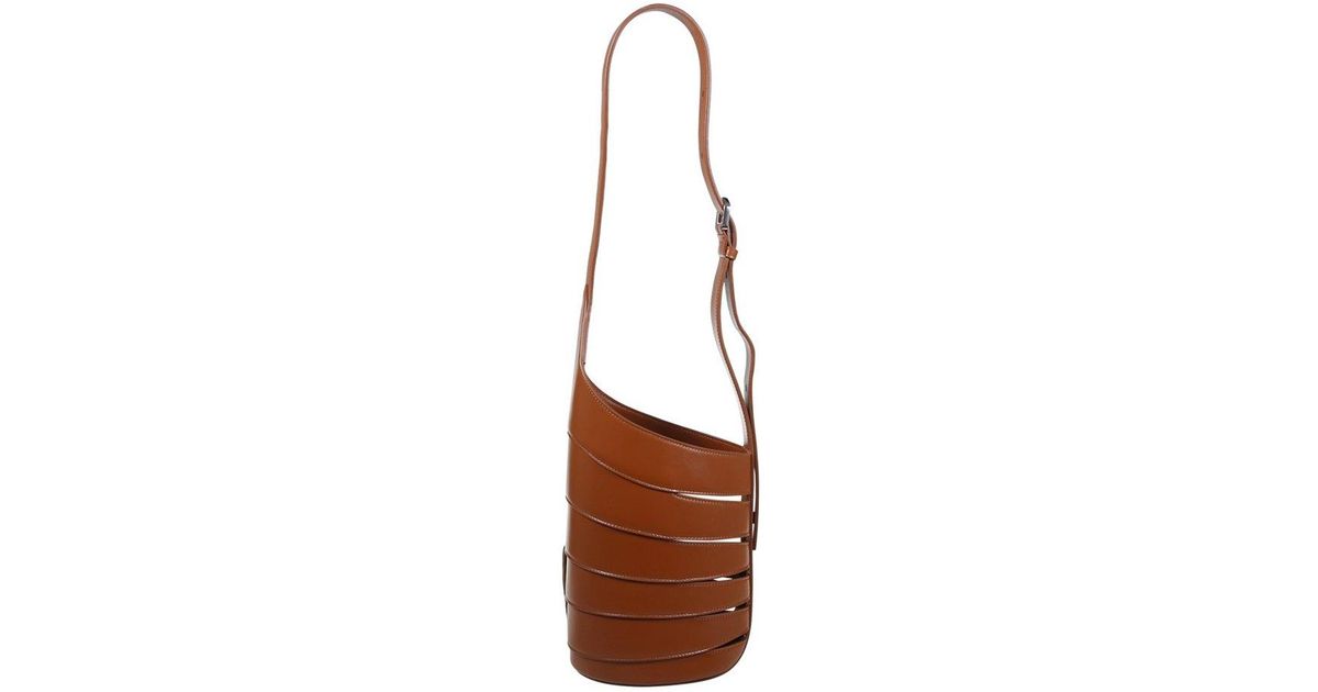 Alaïa Cut Out Detailed Babel Small Shoulder Bag in Brown | Lyst