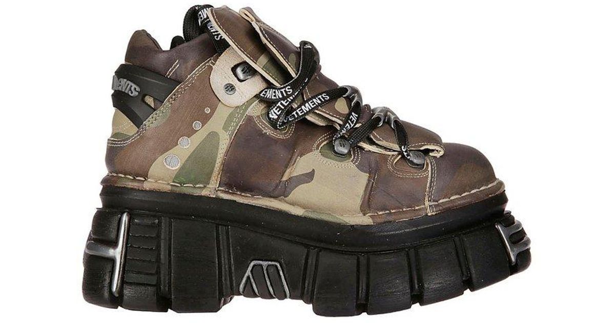Vetements X New Rock Camo Printed Platform Sneakers in Black | Lyst