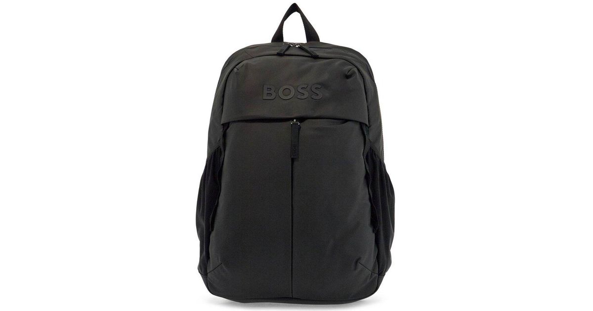 BOSS Stormy Logo Detailed Backpack in Black for Men | Lyst