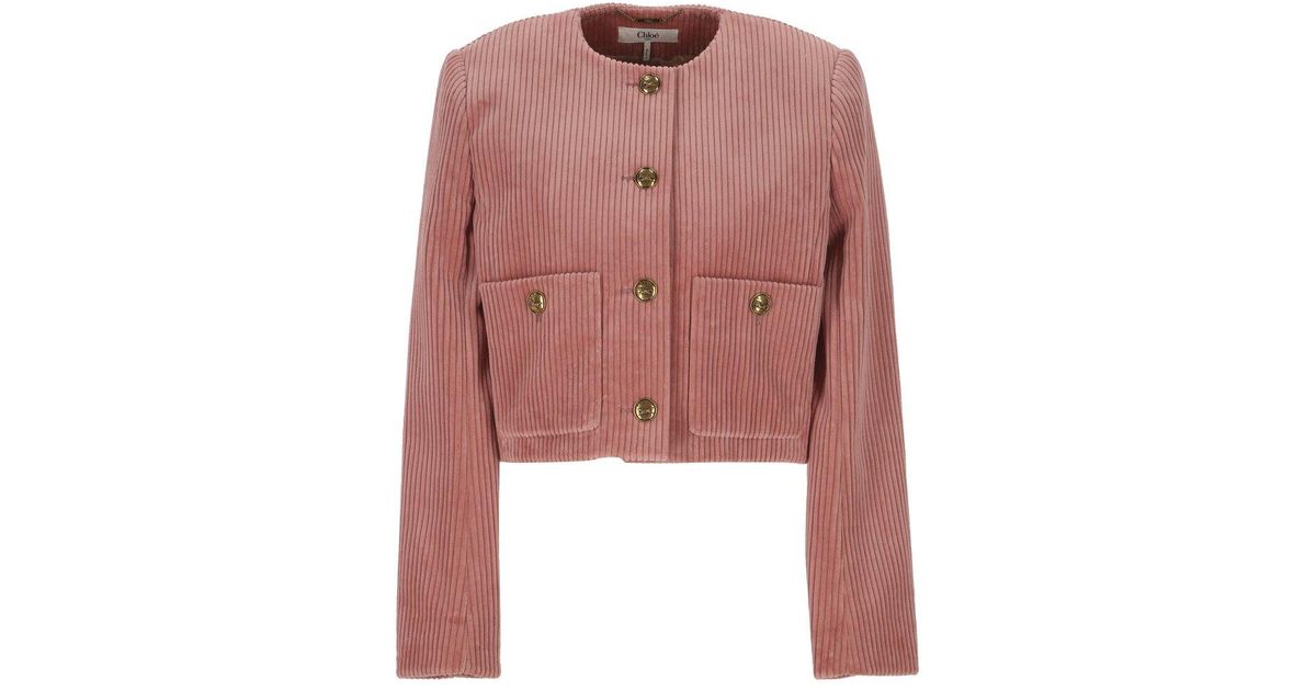 Chloé Velvet Cropped Boxy Jacket in Pink | Lyst