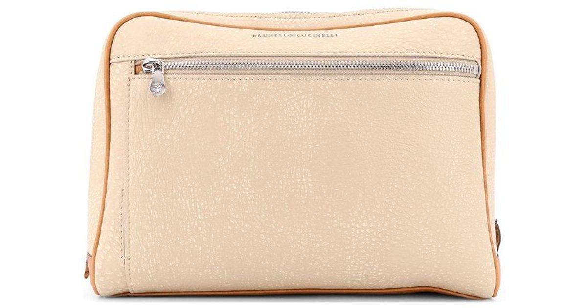 Brunello Cucinelli Logo Printed Zipped in Natural for Men | Lyst