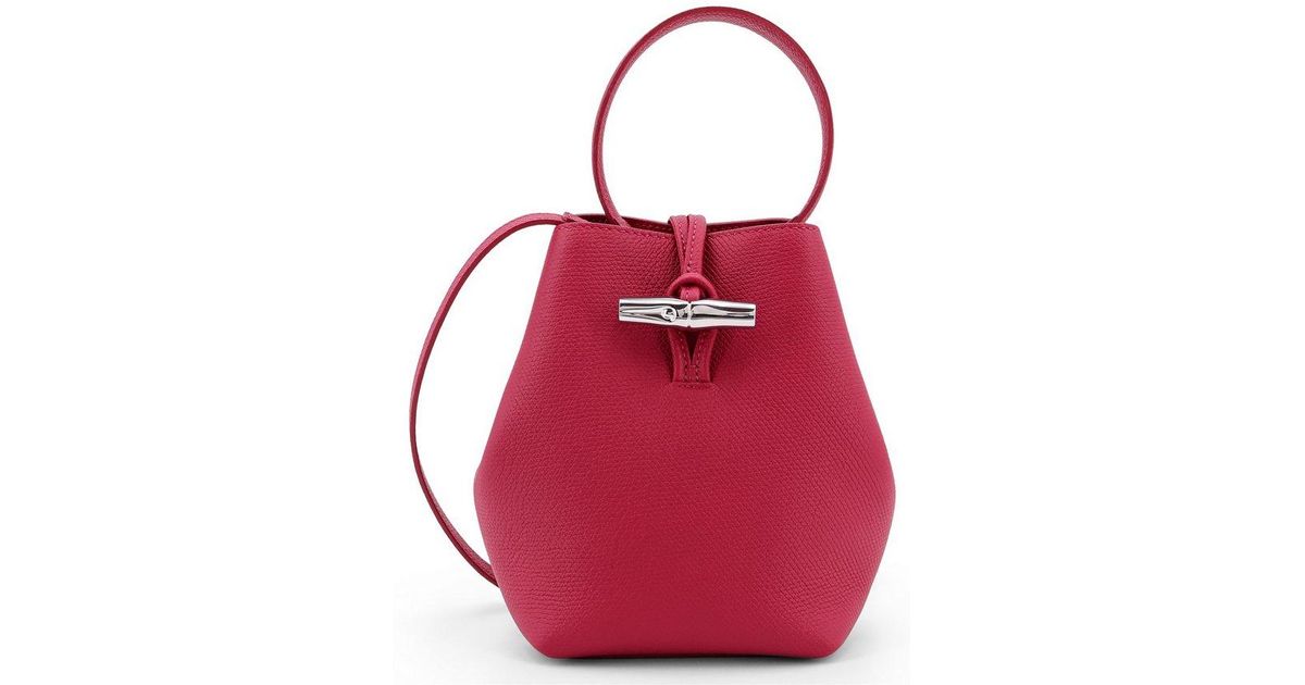 Longchamp Le Roseau Essential Xs Bucket Bag in Red | Lyst