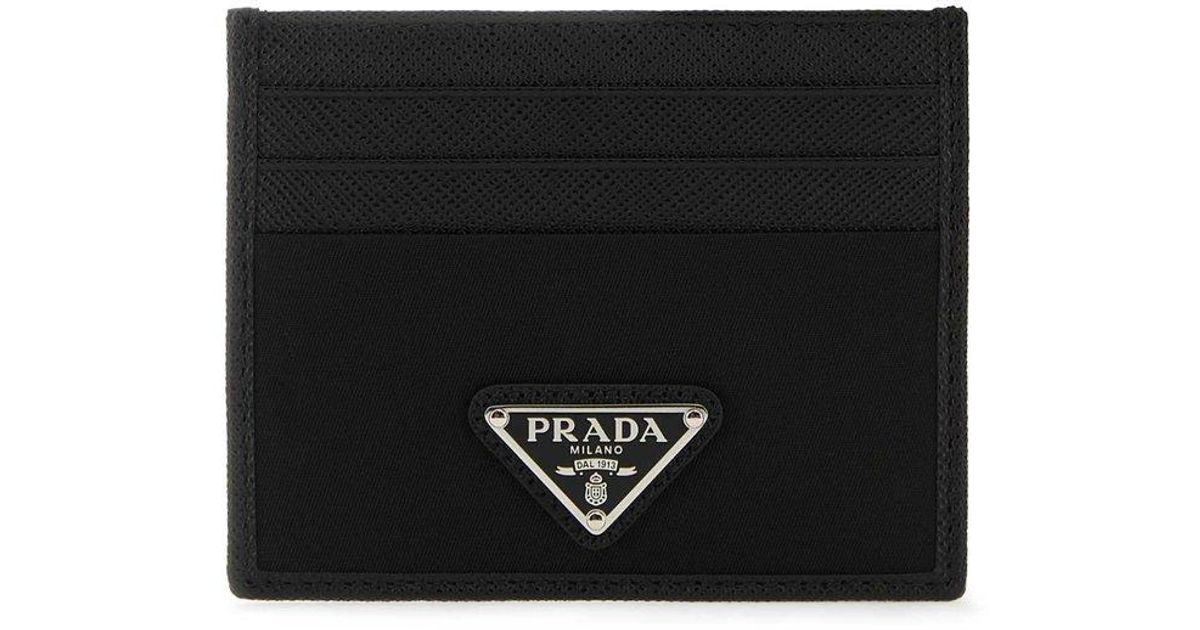 Prada Leather And Satin Card Holder in Black for Men | Lyst