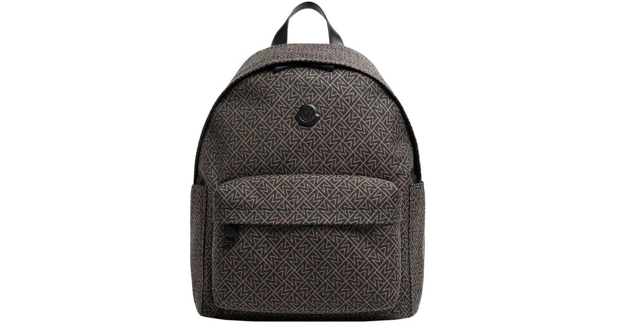 Moncler Two Way Zipped Monogram Printed Backpack in Black for Men | Lyst
