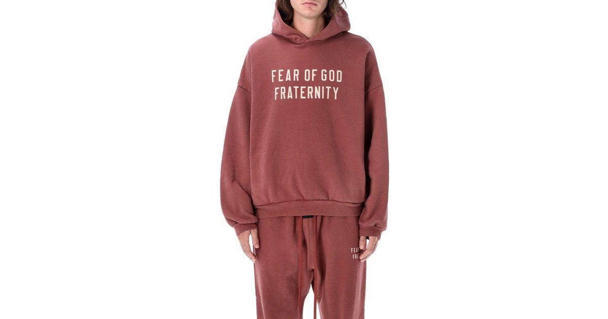 Fear Of God Heavy Fleece Hoodie in Red for Men | Lyst