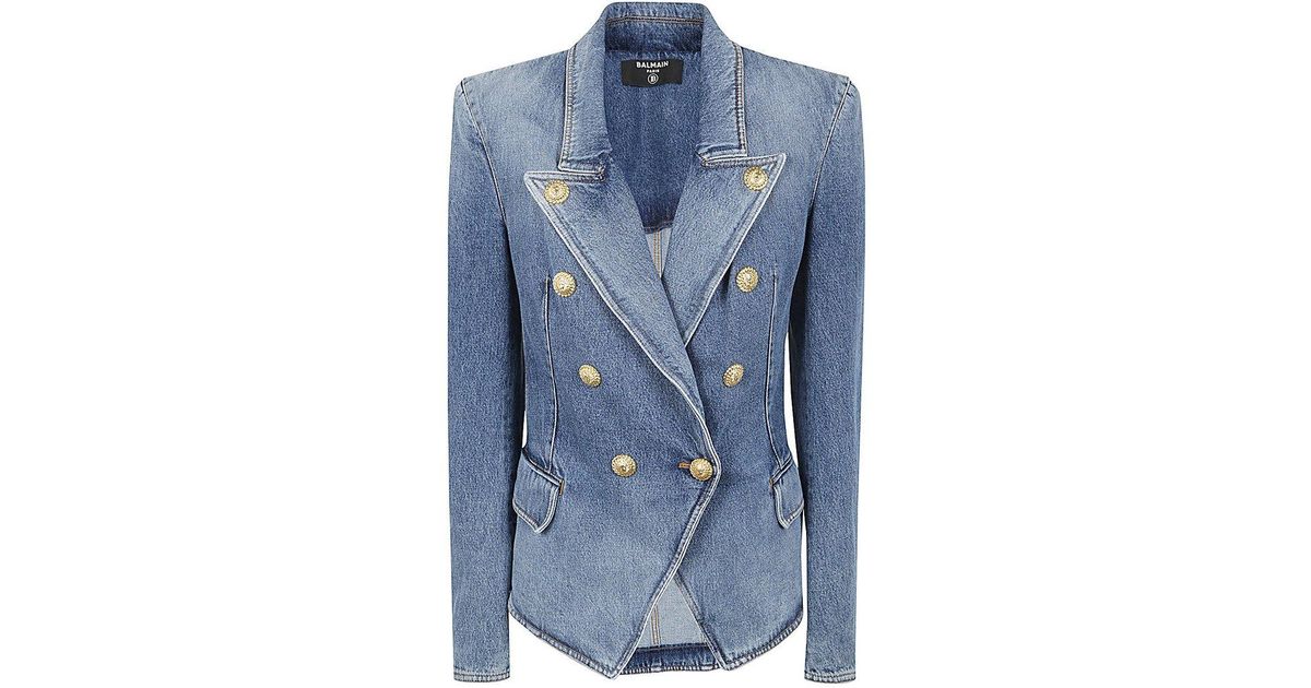 Balmain 8-button Denim Jacket in Blue | Lyst