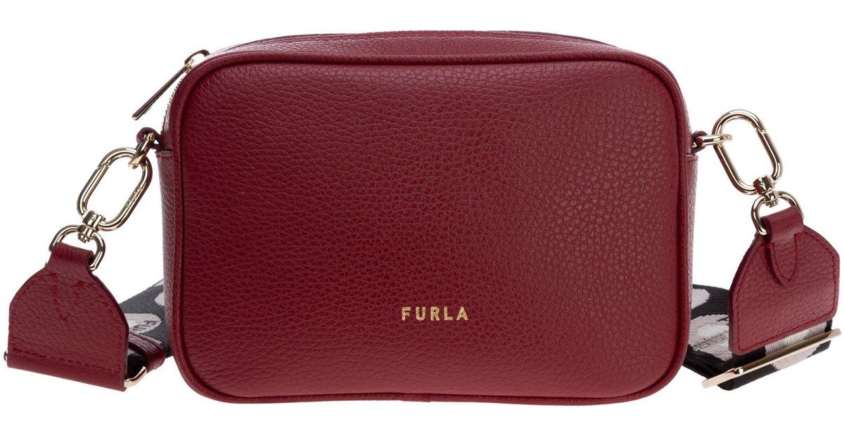 Furla Leather Logo Strap Camera Bag in Red - Lyst