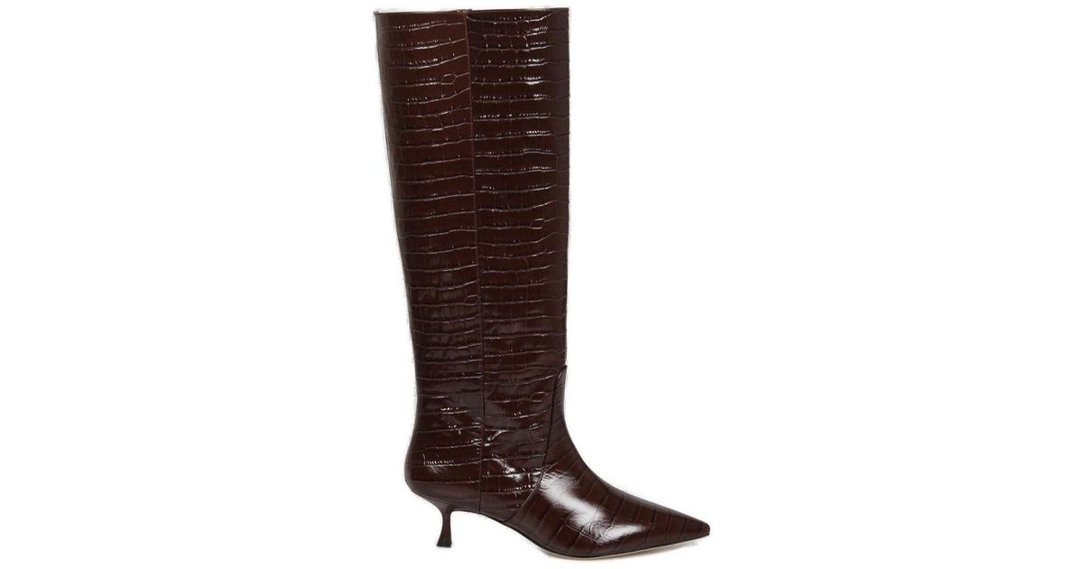 Stuart Weitzman Naomi Embossed Boots in Brown | Lyst