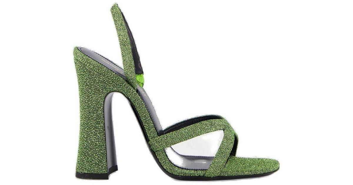 Saint Laurent Aracha Cross-Over Sandals in Green | Lyst