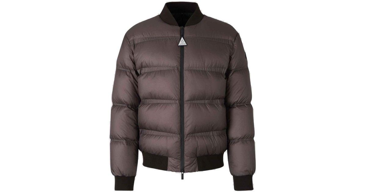 Moncler Quilted Logo Jacket in Brown for Men | Lyst