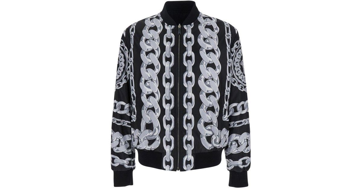Versace Reversible Bomber Jacket With All-Over Chain Print in Black for ...
