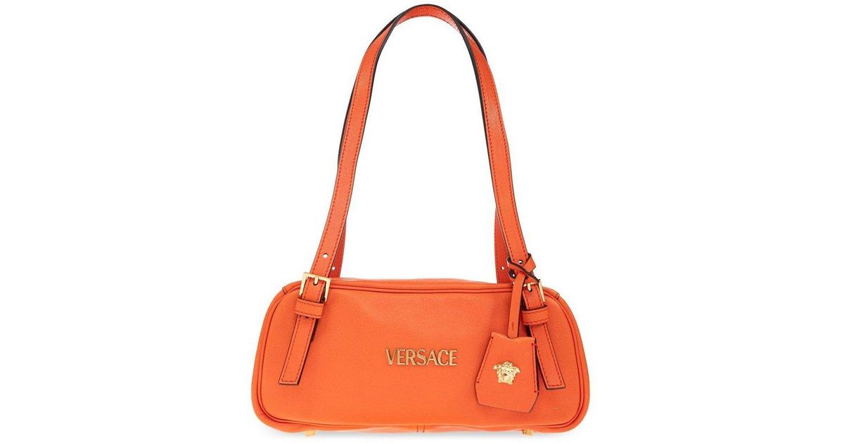 Versace Logo-Lettering Zipped Shoulder Bag in Red | Lyst UK