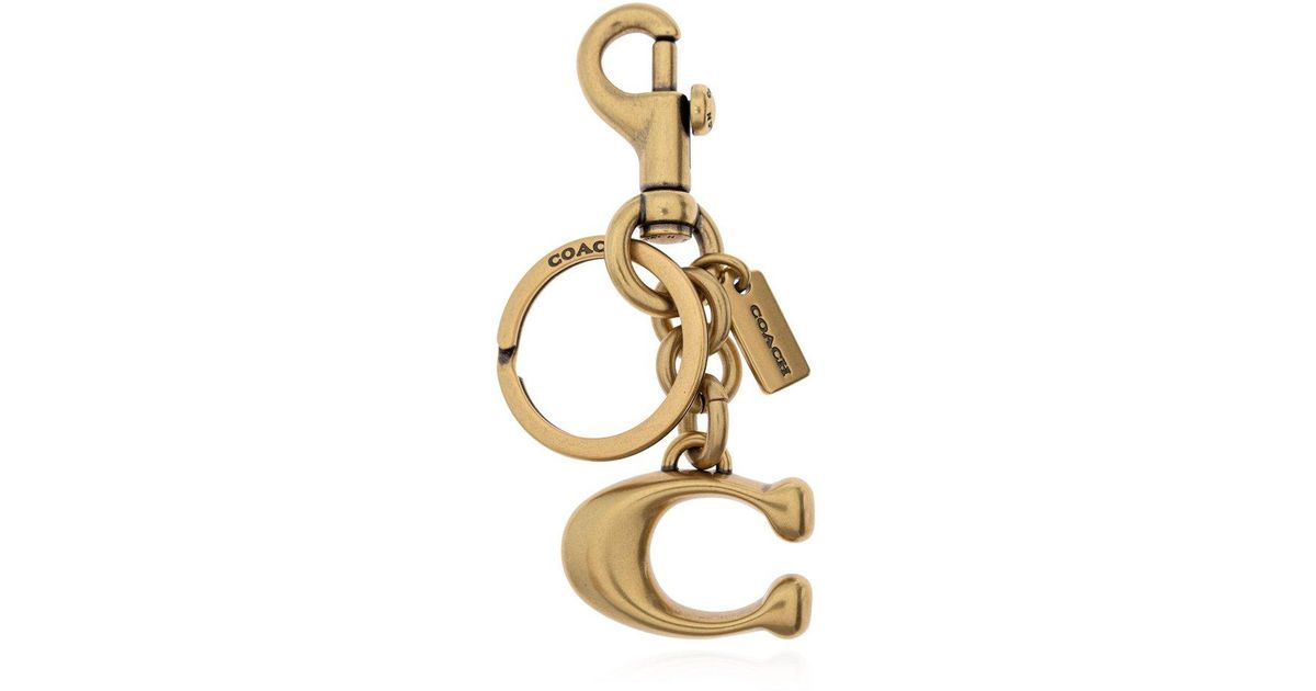 COACH Logo Plaque Keychain in Black | Lyst