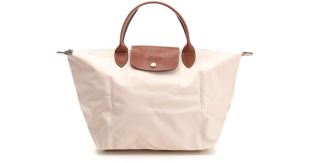 Longchamp Le Pliage Medium Top Handle Bag in Natural | Lyst