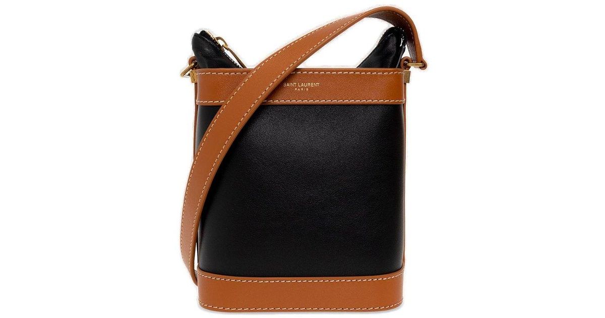 Saint Laurent Aphile Leather Bucket Bag in Black for Men | Lyst