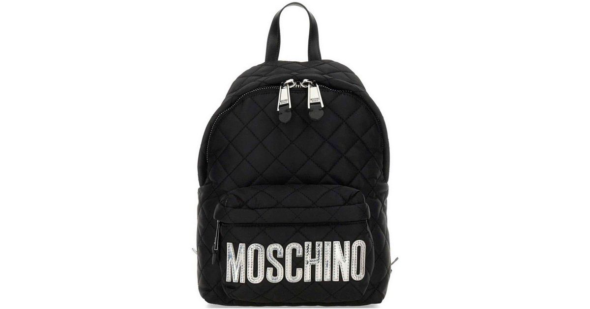 Moschino Quilted Nylon Backpack in Black | Lyst