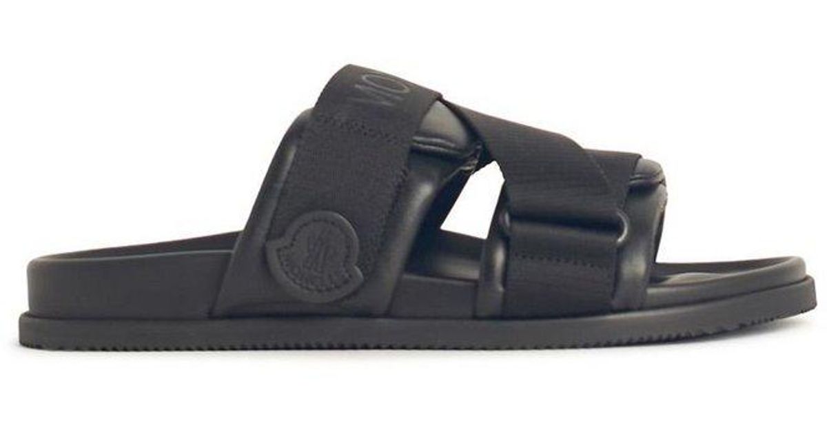 Moncler Mon Summer Slides in Black for Men | Lyst